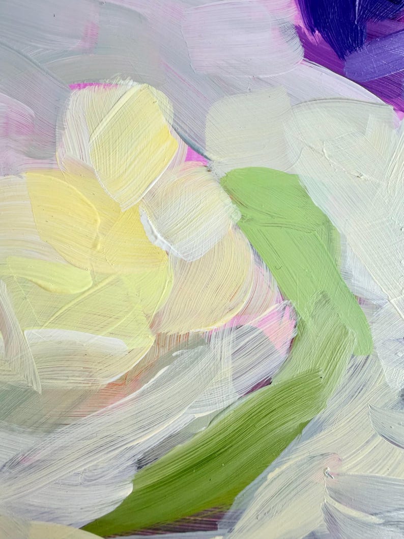 Flowers Still Life Acrylic Painting | Violet Purple Lavender Modern ...