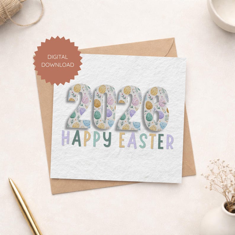Happy Easter Card, Painted Egg Print, Modern Greeting, Printable Card ...