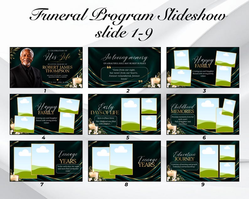 Funeral Slideshow Template | Celebration of Life Photo Tribute (digital ...