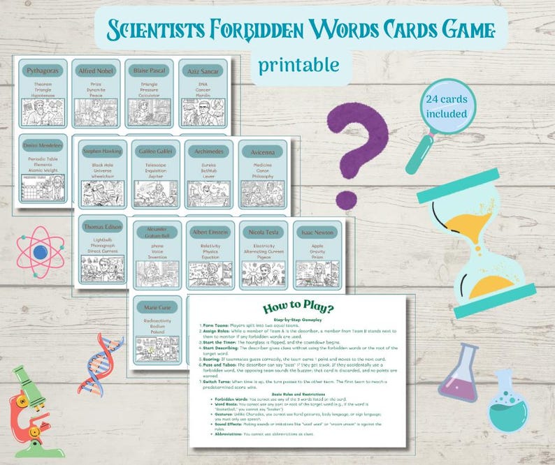 Printable Scientists Forbidden Words Game – Educational STEM Activity ...