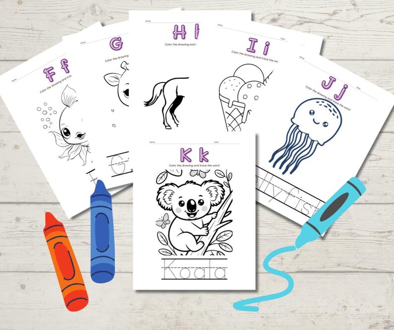 A to Z Alphabet Coloring Writing Reading Pages, Preschool Printable ...