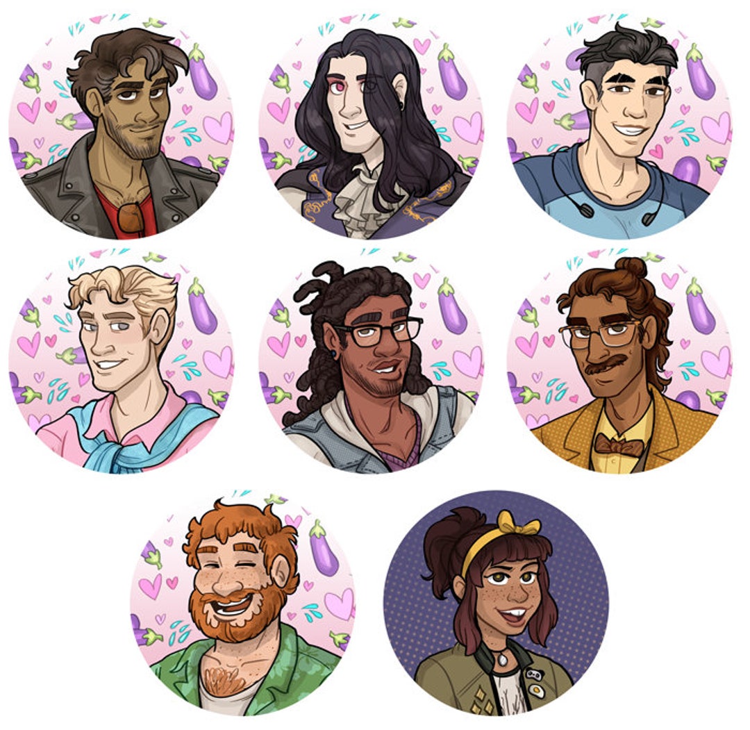 Dream Daddy Robert Damien Craig Joseph Mat Hugo Brian Amanda 1" Button ...