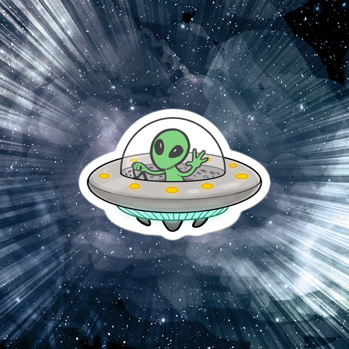 Alien UFO sticker 3 vinyl | Etsy