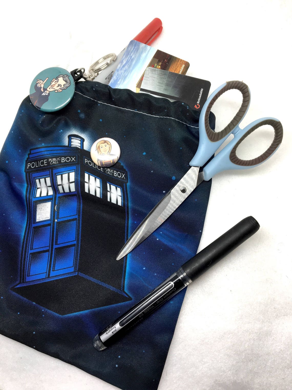 Doctor Who TARDIS Drawstring Large Pouch Small Bag | Etsy