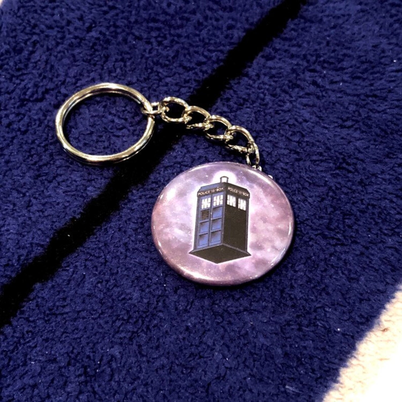 Doctor Who TARDIS Keychain Space Sci Fi Galaxy Button Key - Etsy