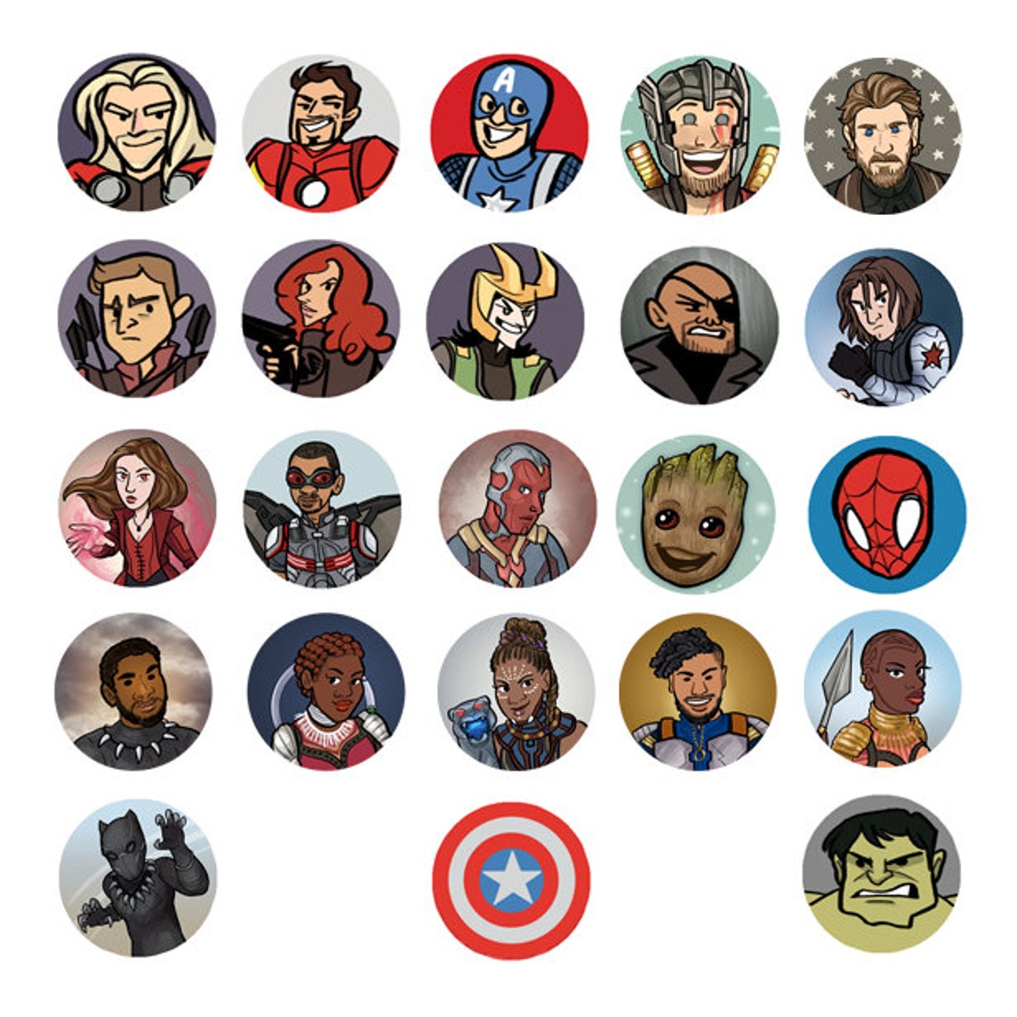 Avengers Marvel MCU Superhero 1 Inch Button Spiderman Thor - Etsy