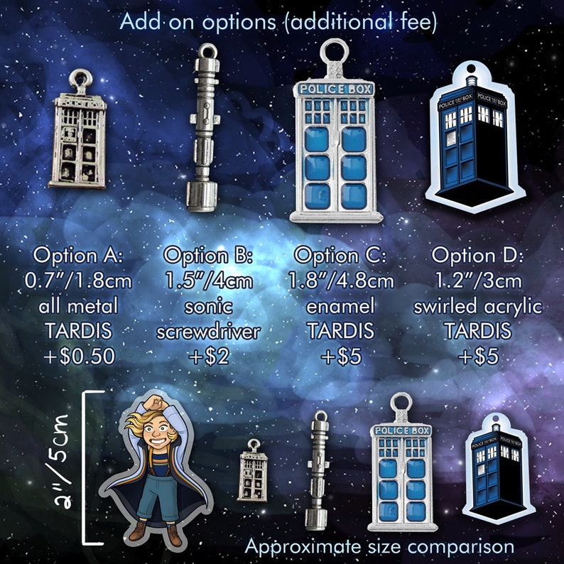 Doctor Who 2" Double Sided Acrylic Charm Doctors 10 11 12 or 13 ...