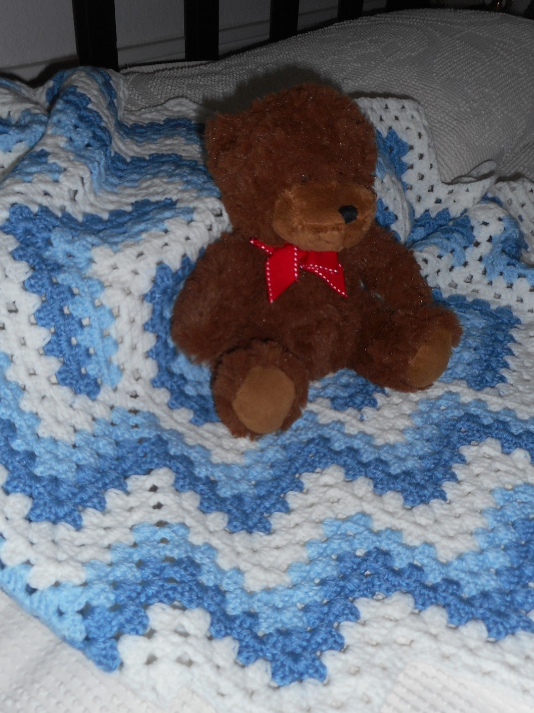 Drop in the Pond Pattern Blue and White Baby Afghan - Etsy