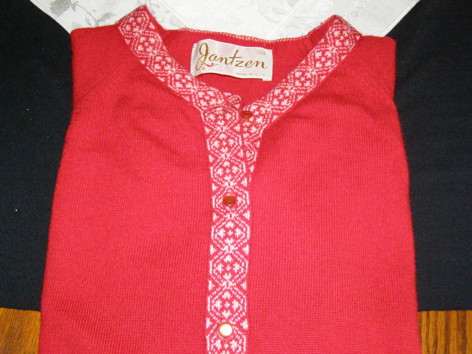 Vintage Jantzen Red Cardigan Wool Sweater 1950's LADIES SIZE 38 With ...