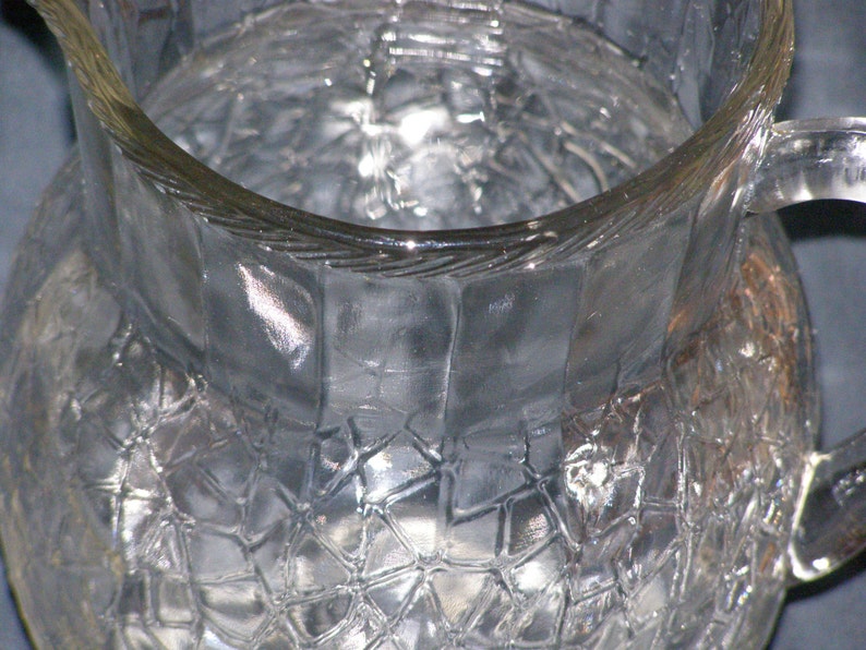 Vintage Crackled Handled Glass Pitcher - Water - Juice - Ice Tea-heavy ...