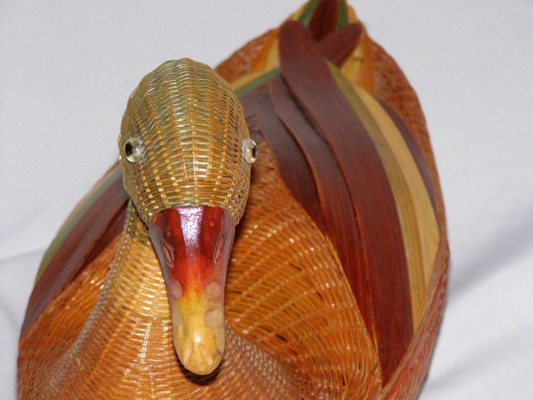Vintage Handmade Wicker Keepsakes Catch Decorative Duck One of a Kind ...