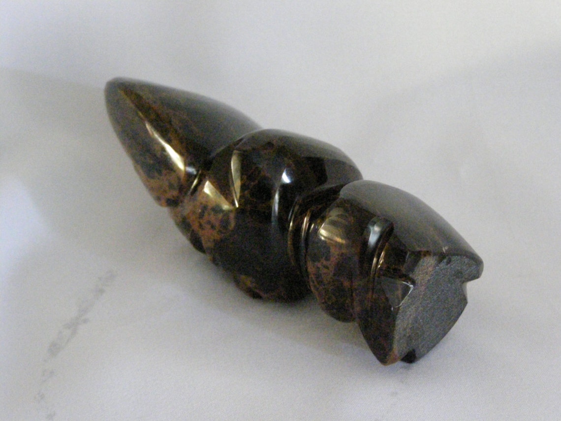 Hand Carved Mahogany Obsidian Aztec Statue RARE 4 - Etsy