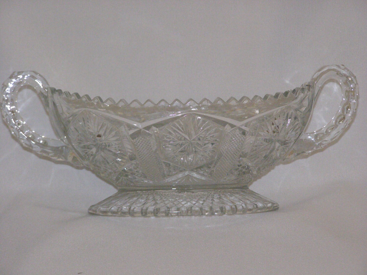 Vintage Imperial Glass 9 " Handled Nappy in the Mogul Variant-clear ...