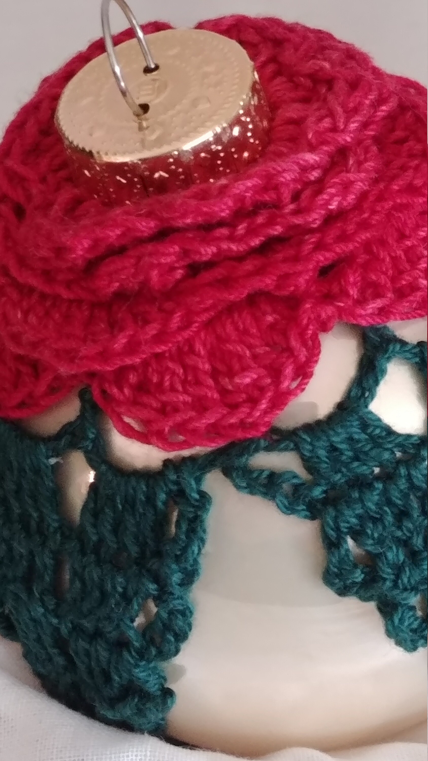 Hand Crocheted Christmas Ornament Victorian Rose Over Glass | Etsy