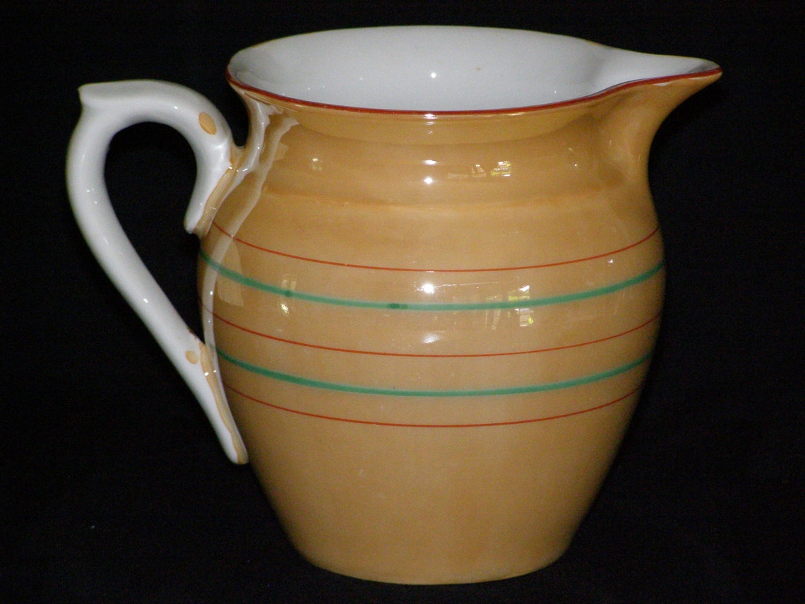 Vintage Lustreware Pitcher Handpainted Stripes Gold Lustre in - Etsy