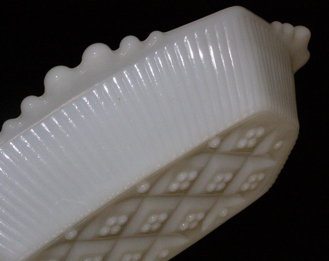 Vintage Hexagonal White Milk Glass Dish Diamond Pattern on the Exterior ...