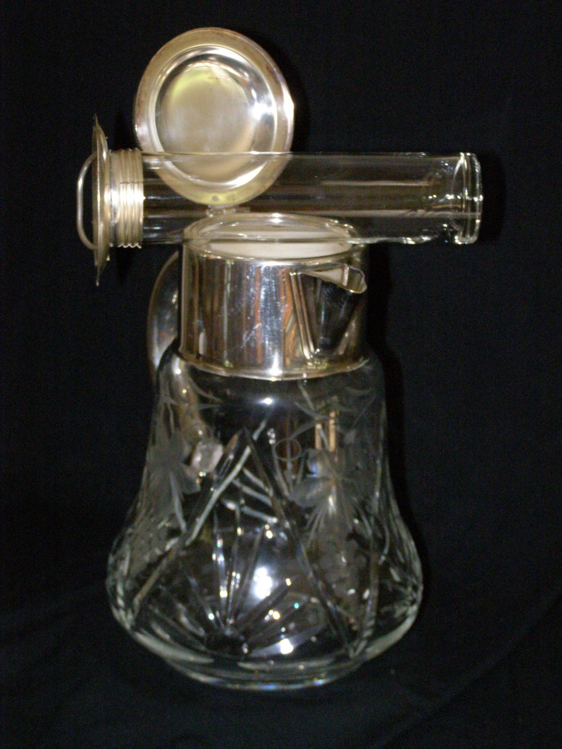 Beautiful Vintage West Germany Cut & Etched Grape Leafs Glass Silver ...