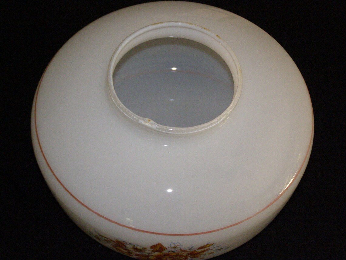 Vintage Mid Century Country Glass Overhead Shade Earthtone Floral ...