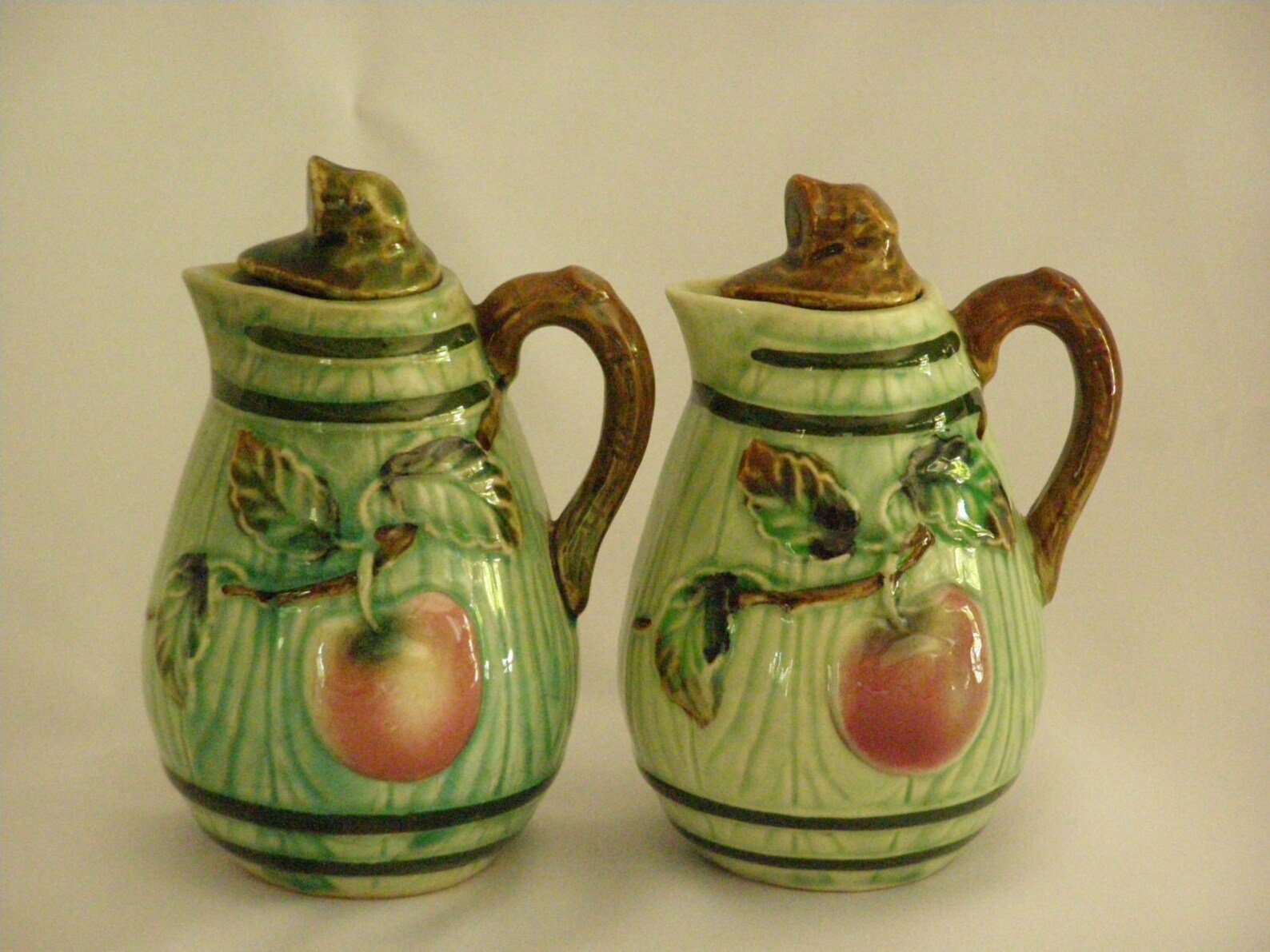Vintage Oil and Vinegar Cruets Ceramic Fired With Stoppers by L and M ...