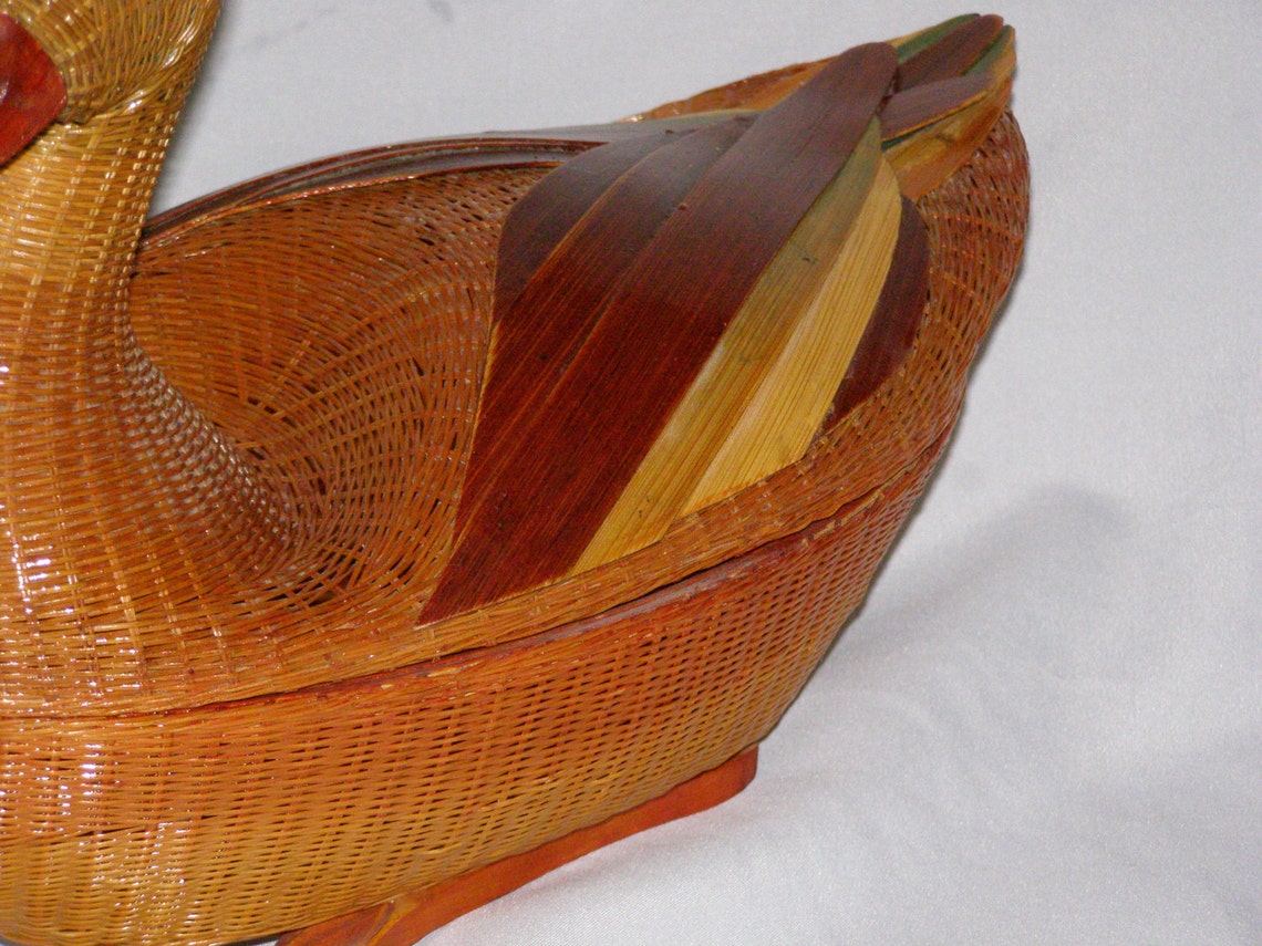 Vintage Handmade Wicker Keepsakes Catch Decorative Duck One of - Etsy