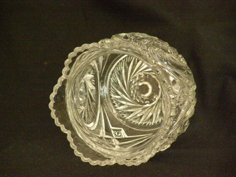 Vintage Pressed Glass Bowl Multi Pattern With Scolloped Edge - Etsy