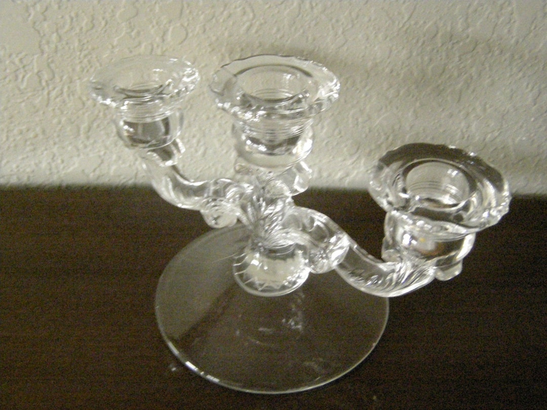 Vintage Cambridge Three Candle Candlestick in Crystal No. 1307 - Etsy