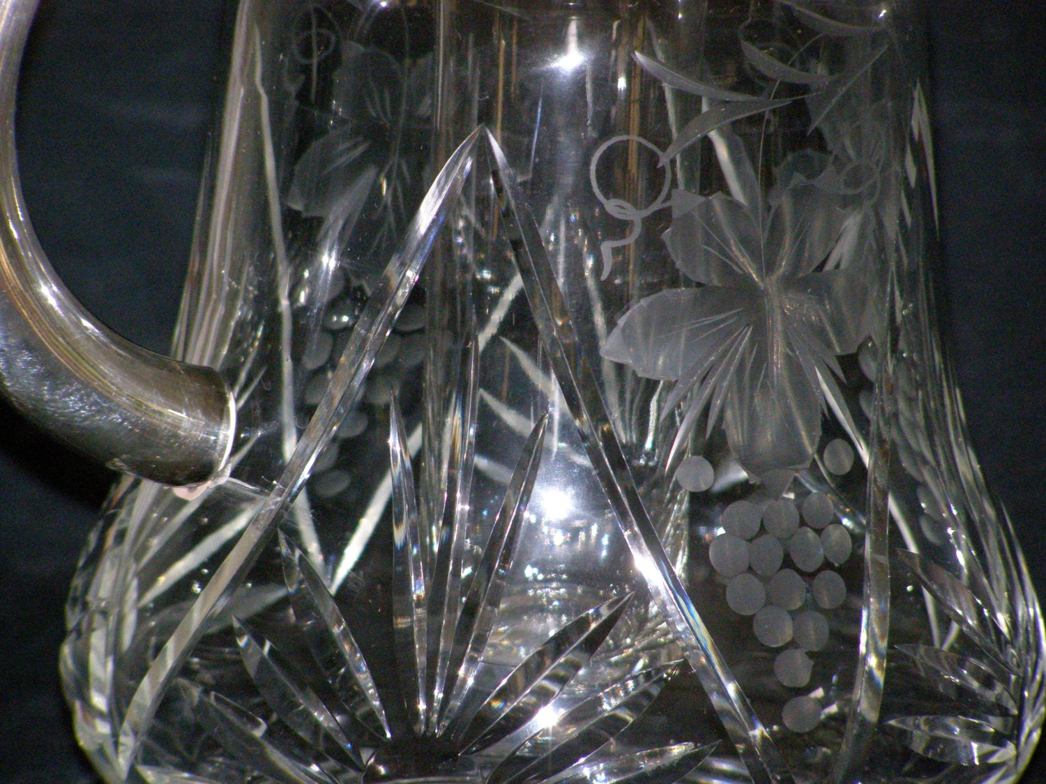 Beautiful Vintage West Germany Cut & Etched Grape Leafs Glass Silver ...