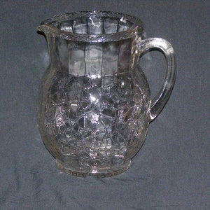 Vintage Crackled Handled Glass Pitcher - Water - Juice - Ice Tea-heavy ...