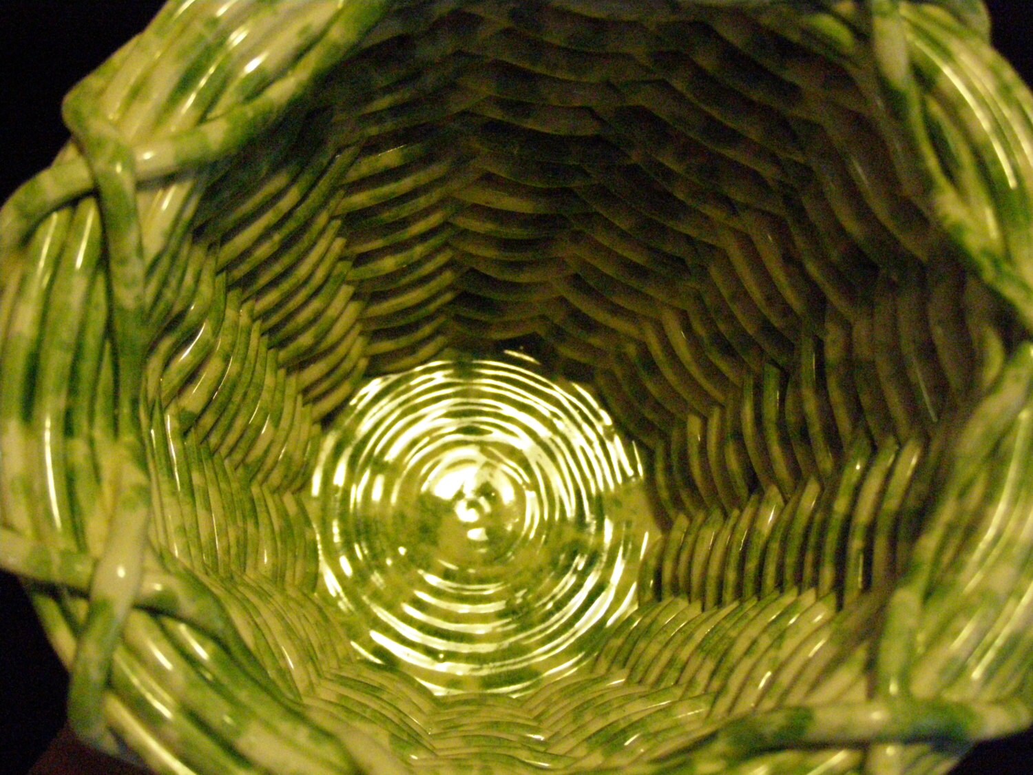 California Pottery Green/white Hand-weaved Planter Pot Ceramic Pat ...