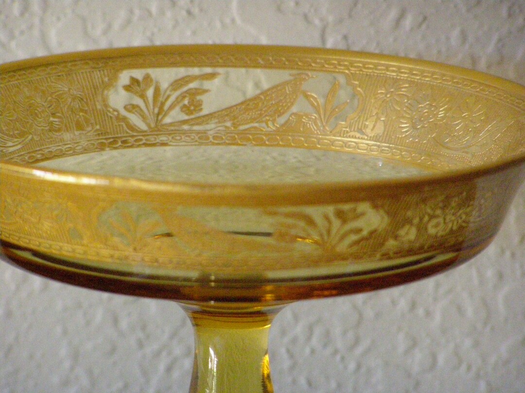 Vintage Beautiful Tiffan-fostoria-heisey Compote Bonbon Dish in Amber ...
