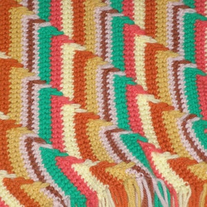 Vintage Zigzag Earth Tones Pattern Afghan Lap Throw Tasseled Edge - Etsy