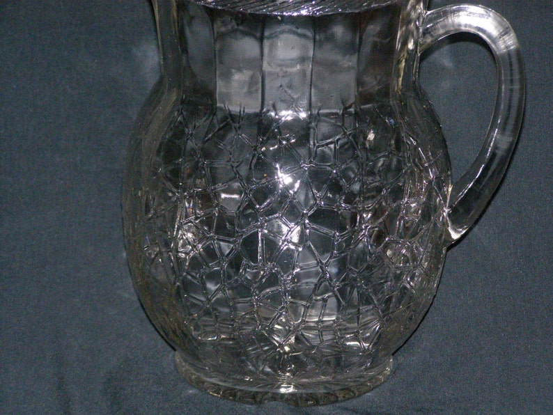 Vintage Crackled Handled Glass Pitcher - Water - Juice - Ice Tea-heavy ...