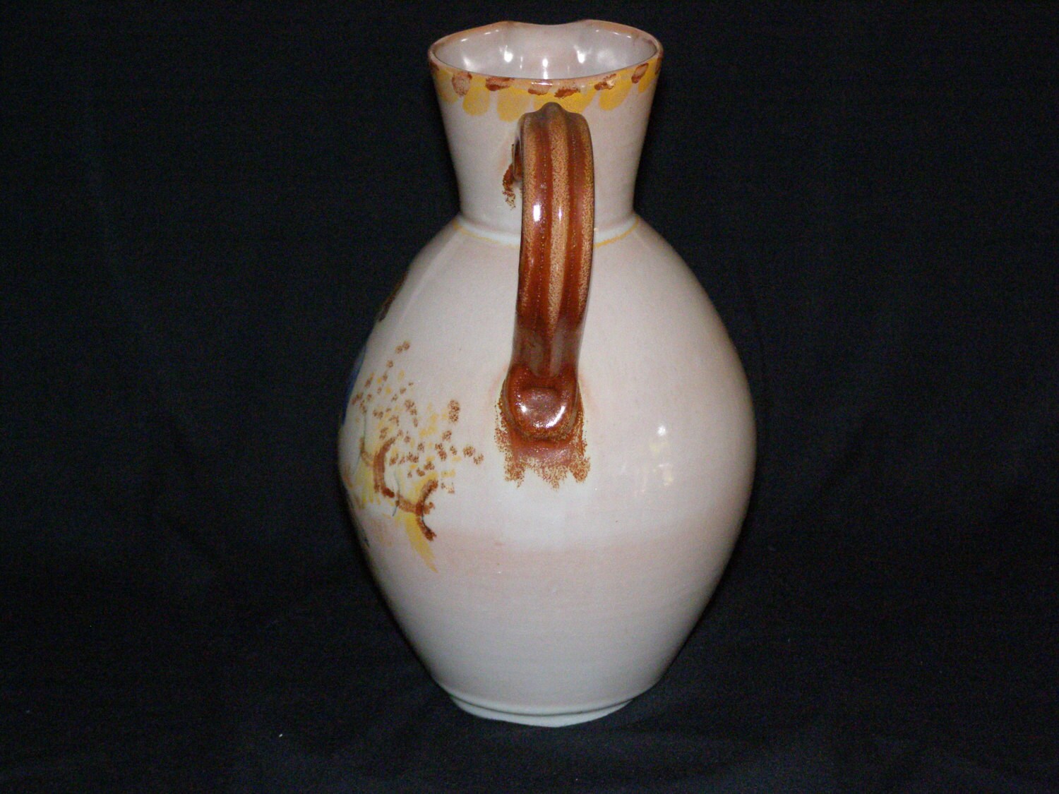 Beautiful Folk-art Pitcher With Handle Hand-painted Numbered and Signed ...