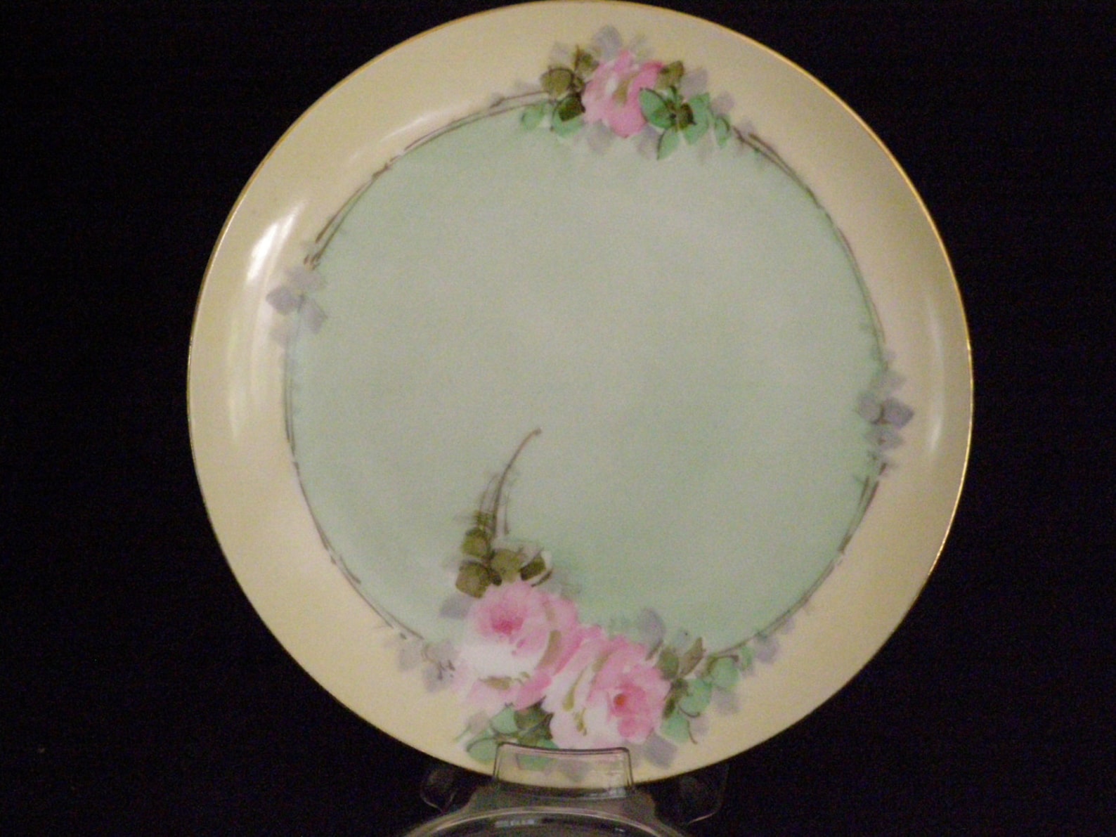 Vintage Display Dish 6.25 Beautiful Hand Painted Rose Pattern Made in ...