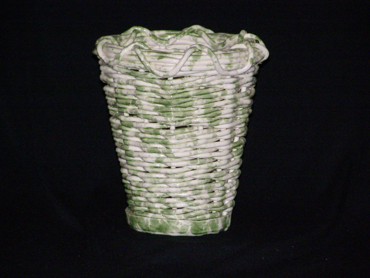 California Pottery Green/white Hand-weaved Planter Pot Ceramic - Etsy
