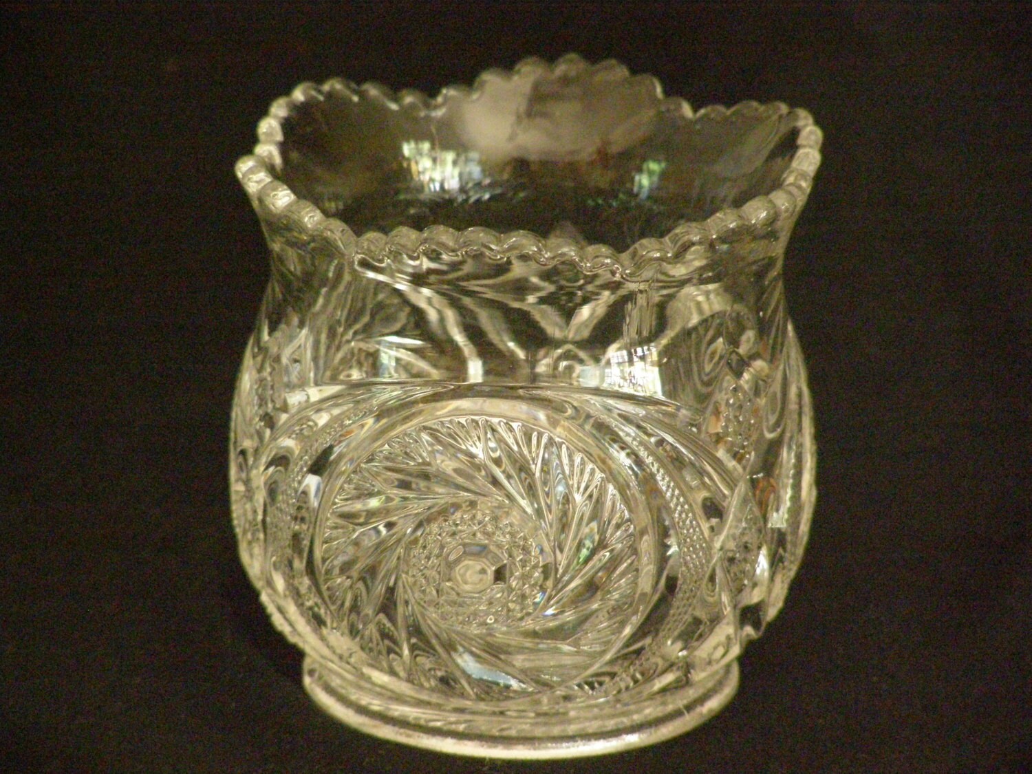 Vintage Pressed Glass Bowl Multi Pattern With Scolloped Edge - Etsy