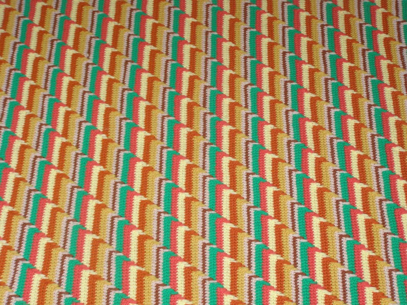 Vintage Zigzag Earth Tones Pattern Afghan Lap Throw Tasseled Edge - Etsy