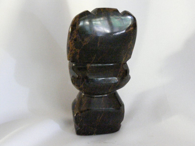 Hand Carved Mahogany Obsidian Aztec Statue RARE 4 - Etsy