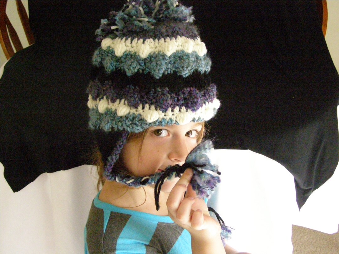 Handmade Crocheted Bobble Poof Earflap Hat Adult Male Female - Etsy