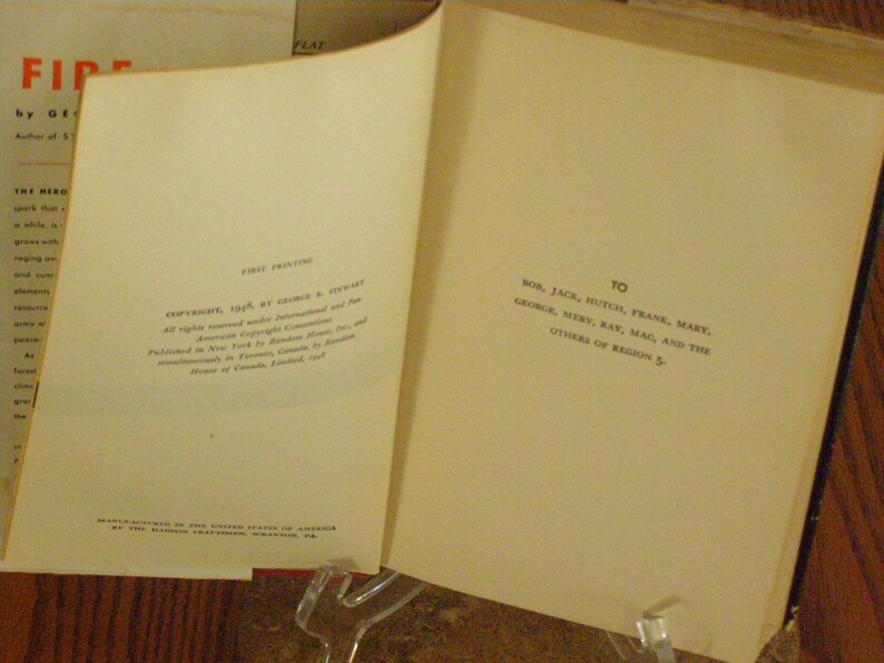 Fire First 1st Edition 1948 by George R Stewart Hardcover With Dust ...
