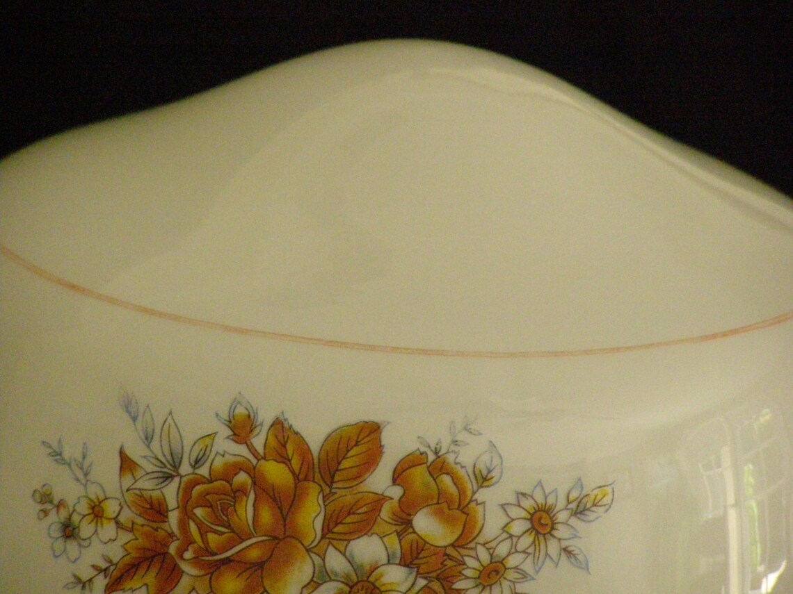 Vintage Mid Century Country Glass Overhead Shade Earthtone Floral ...