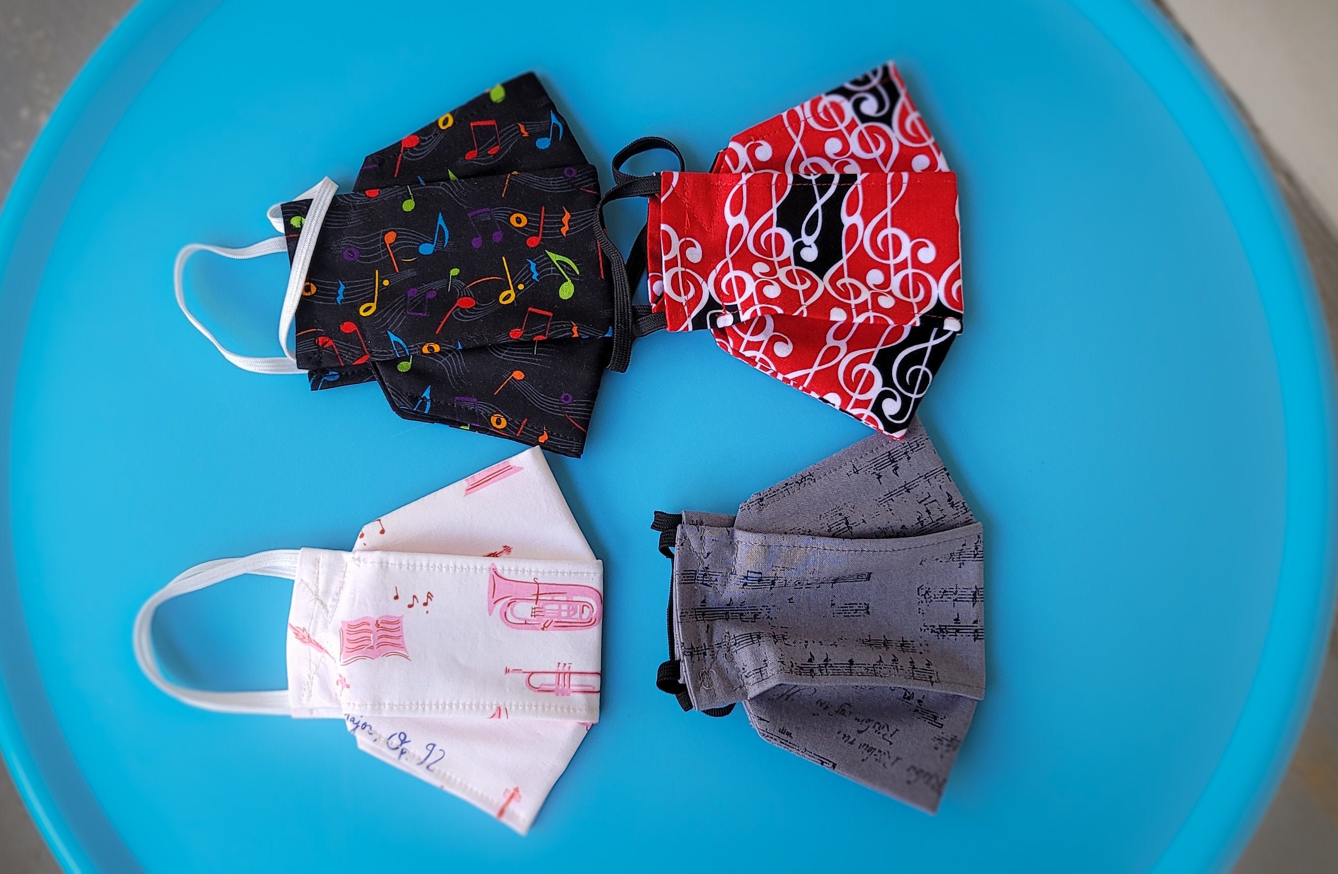 Music Teacher Student Fitted Face Mask Orchestra Band Chorus Notes ...