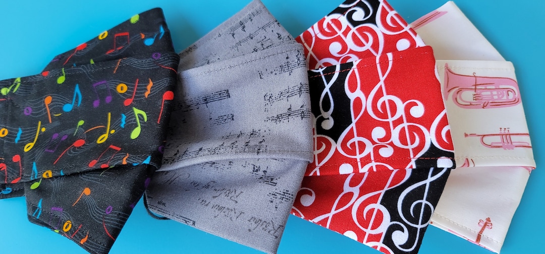 Music Teacher Student Fitted Face Mask Orchestra Band Chorus Notes ...