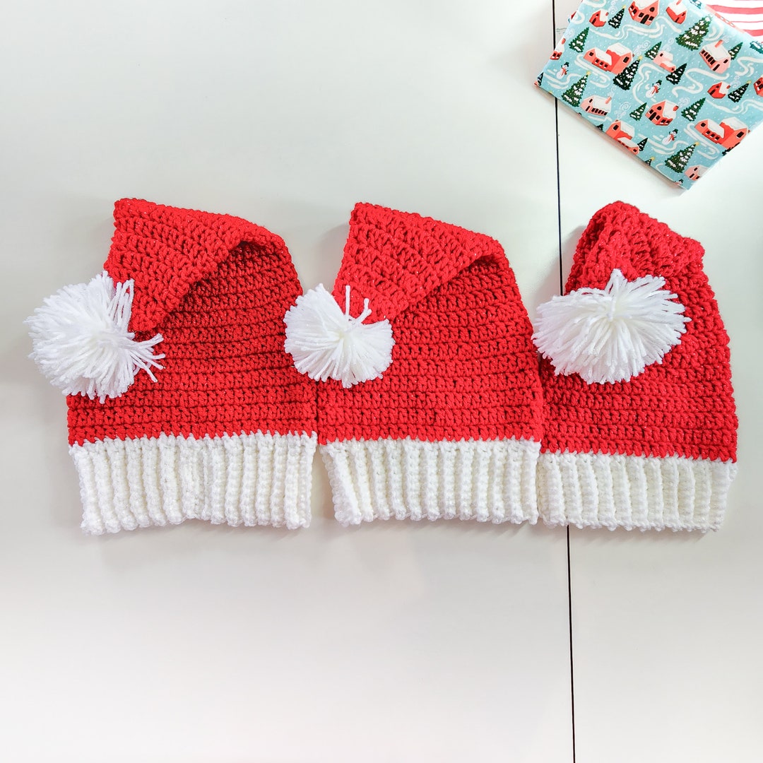 Sparkly Shiny Red and White Christmas Santa Hat With Shimmer Crocheted ...