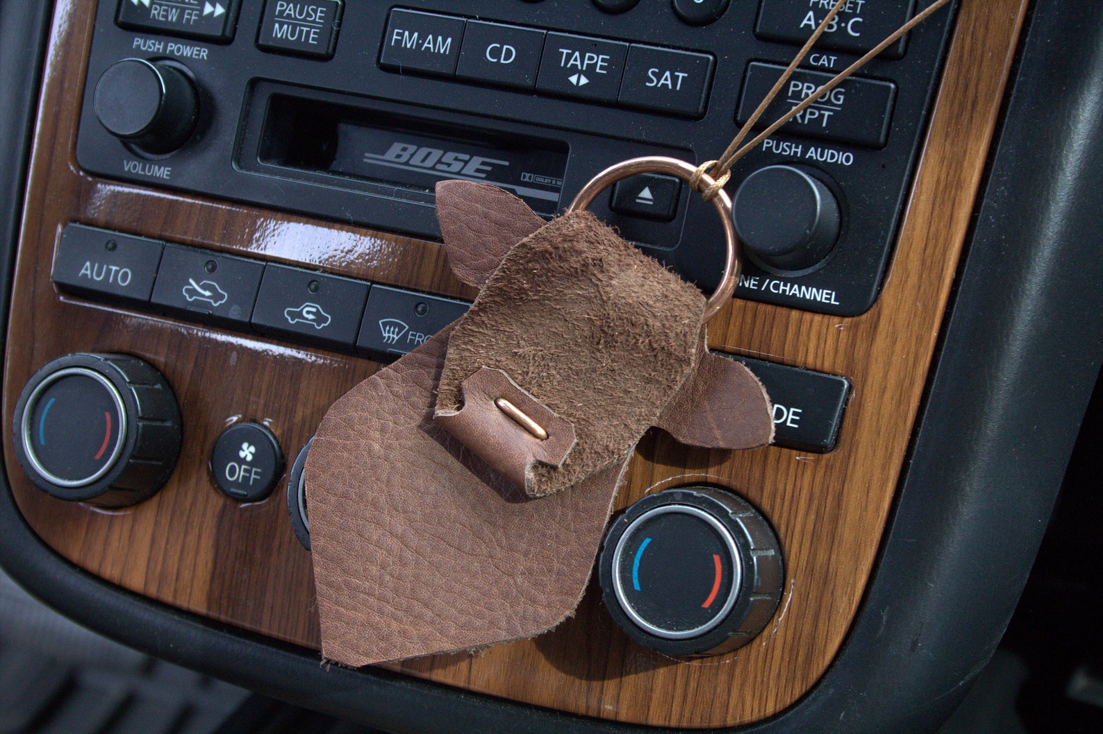 Cow Keyring Accessory Leather Key Ring Cute Cow Rearview - Etsy