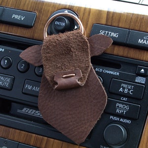 Cow Keyring Accessory Leather Key Ring Cute Cow Rearview - Etsy