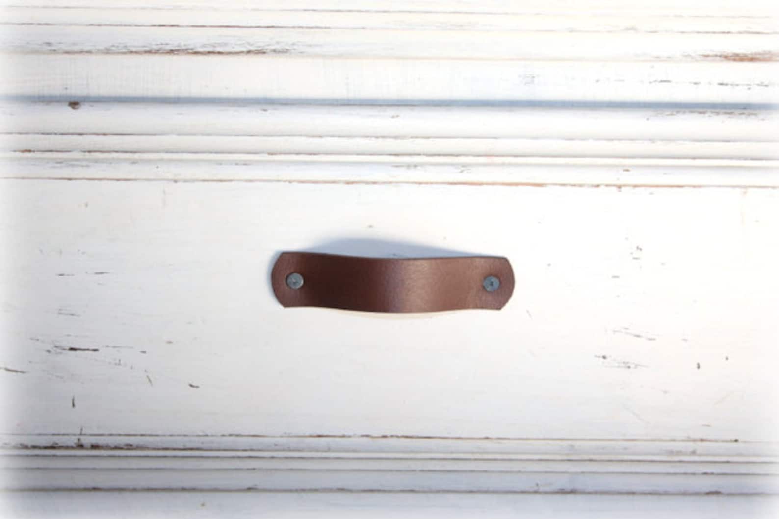 Leather Drawer Handle Leather Hardware Kitchen Cabinets - Etsy