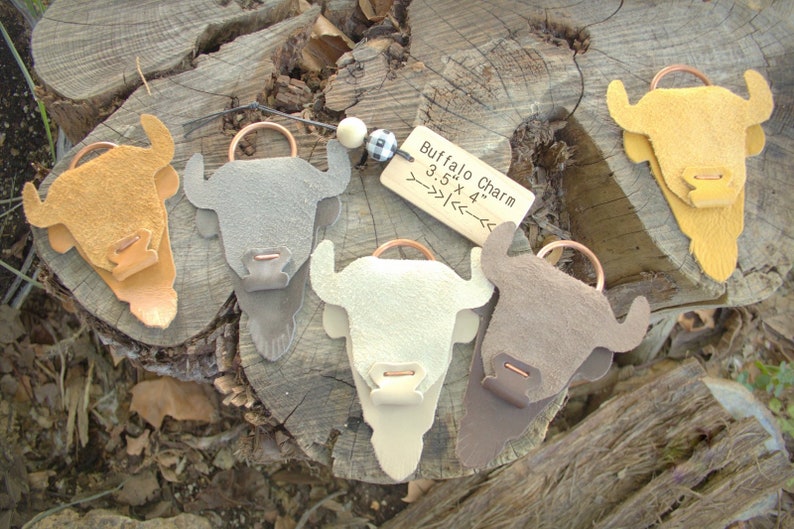 Buffalo Key Accessory Leather Key Ring Bison Rearview - Etsy