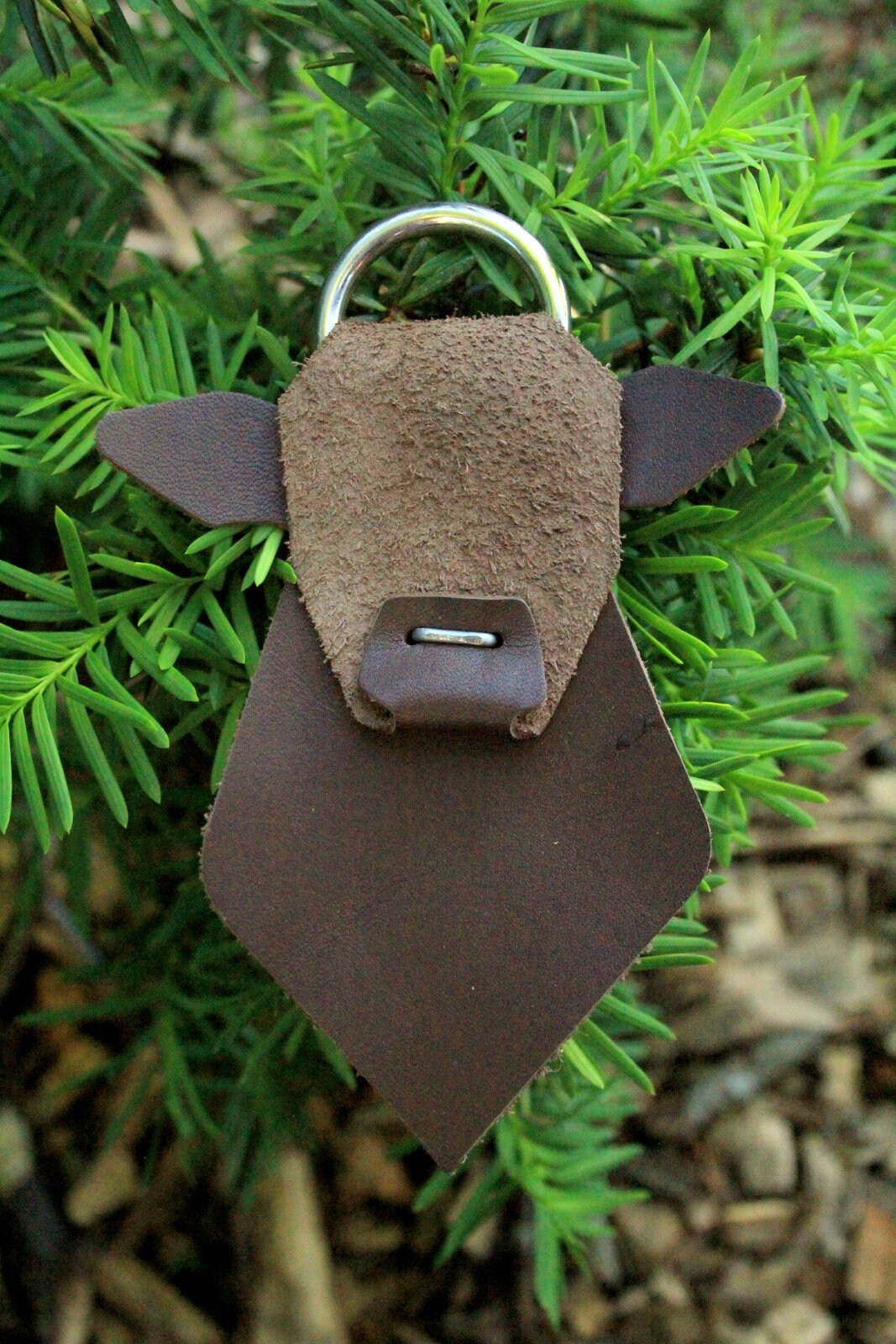 Highland Cow Keychain: Leather Farm Charm - Silver Ring Hardware - Etsy
