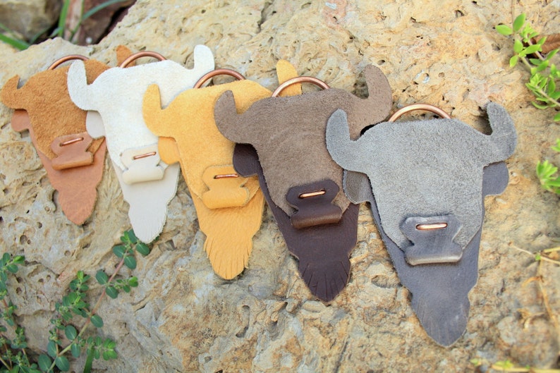 Buffalo Key Accessory Leather Key Ring Bison Rearview - Etsy